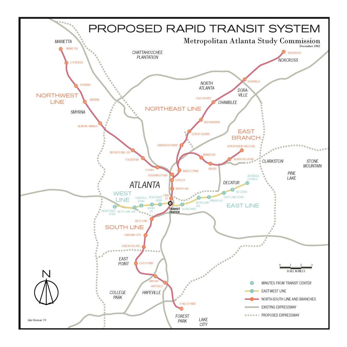 Atlanta MARTA system map, 1962 plan – 53 Studio