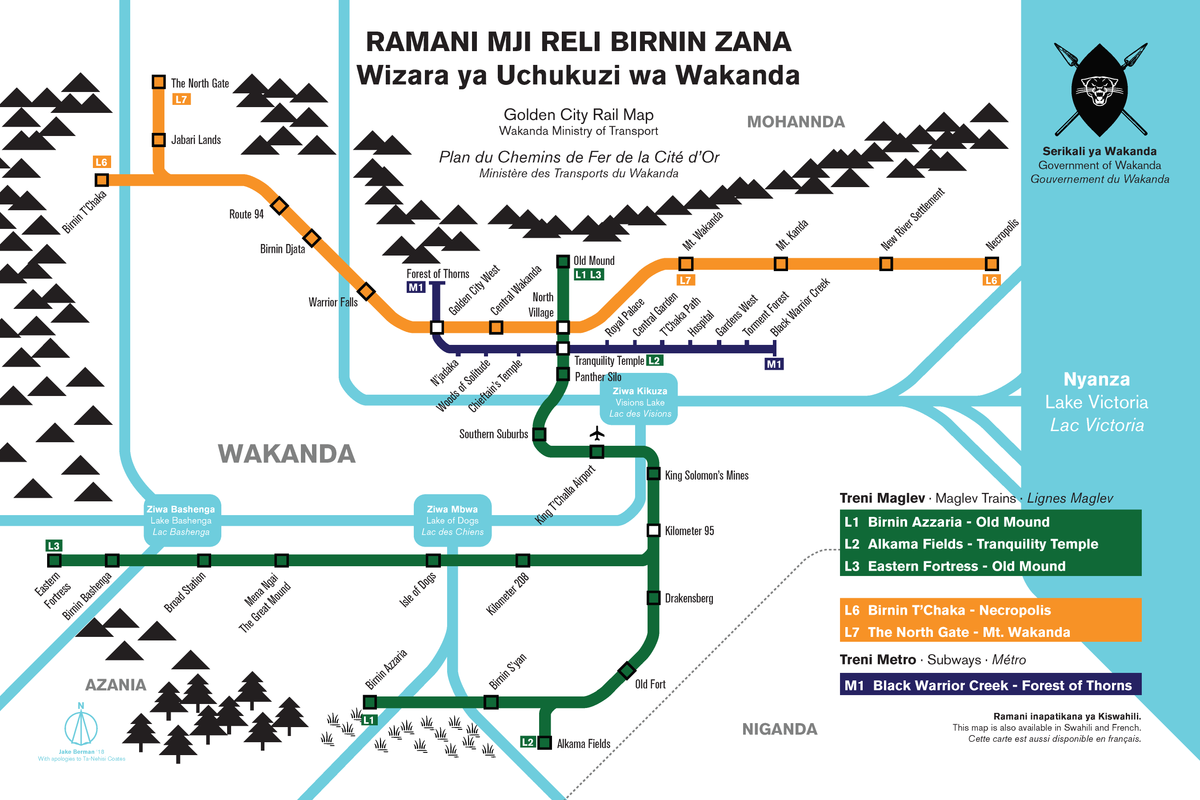 Wakanda rapid transit map print – 53 Studio