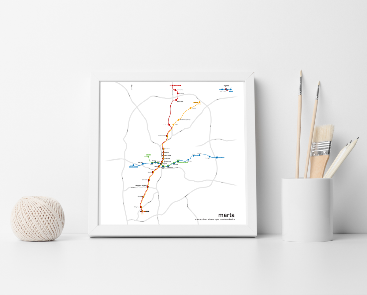Atlanta MARTA system map print – 53 Studio