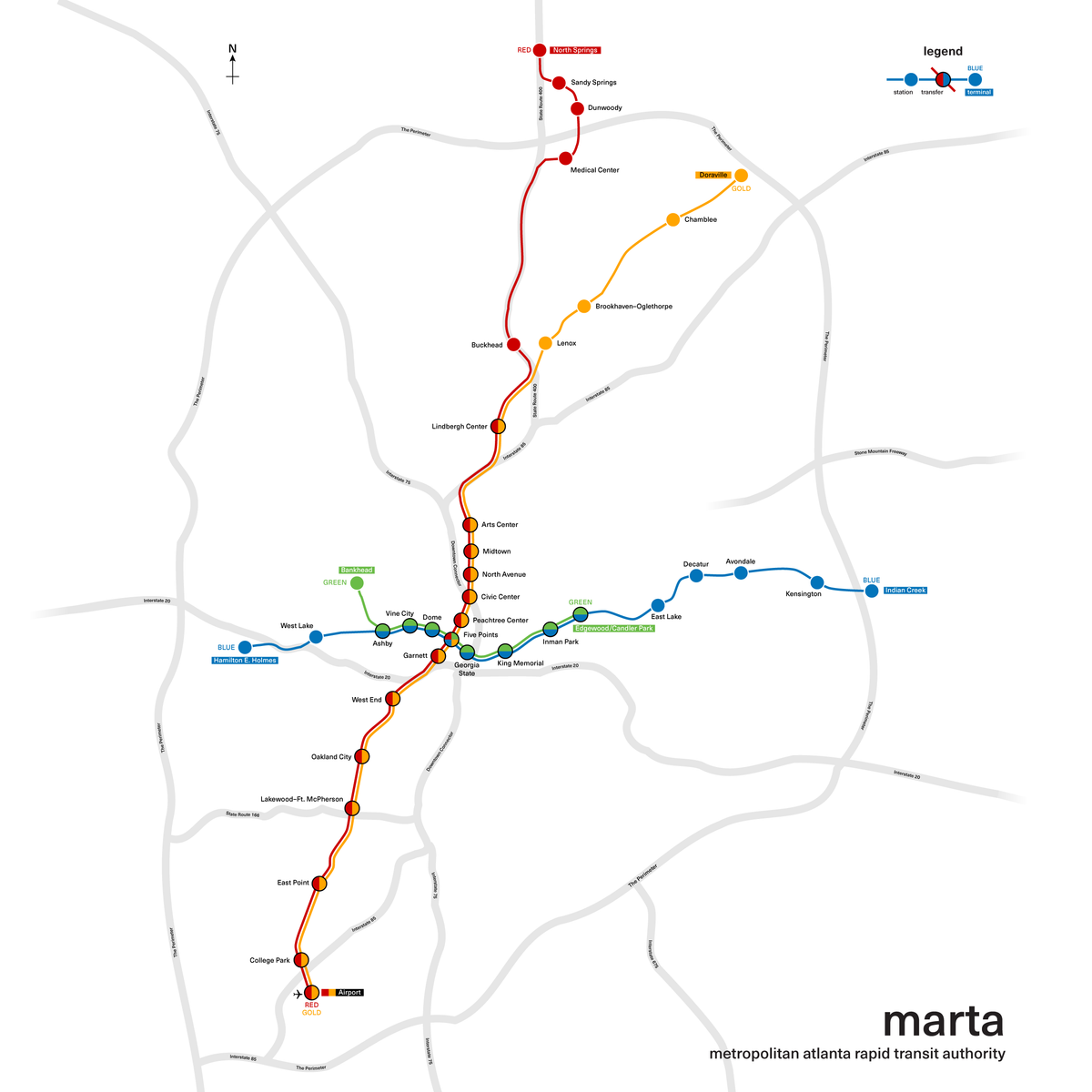 Atlanta MARTA system map print – 53 Studio