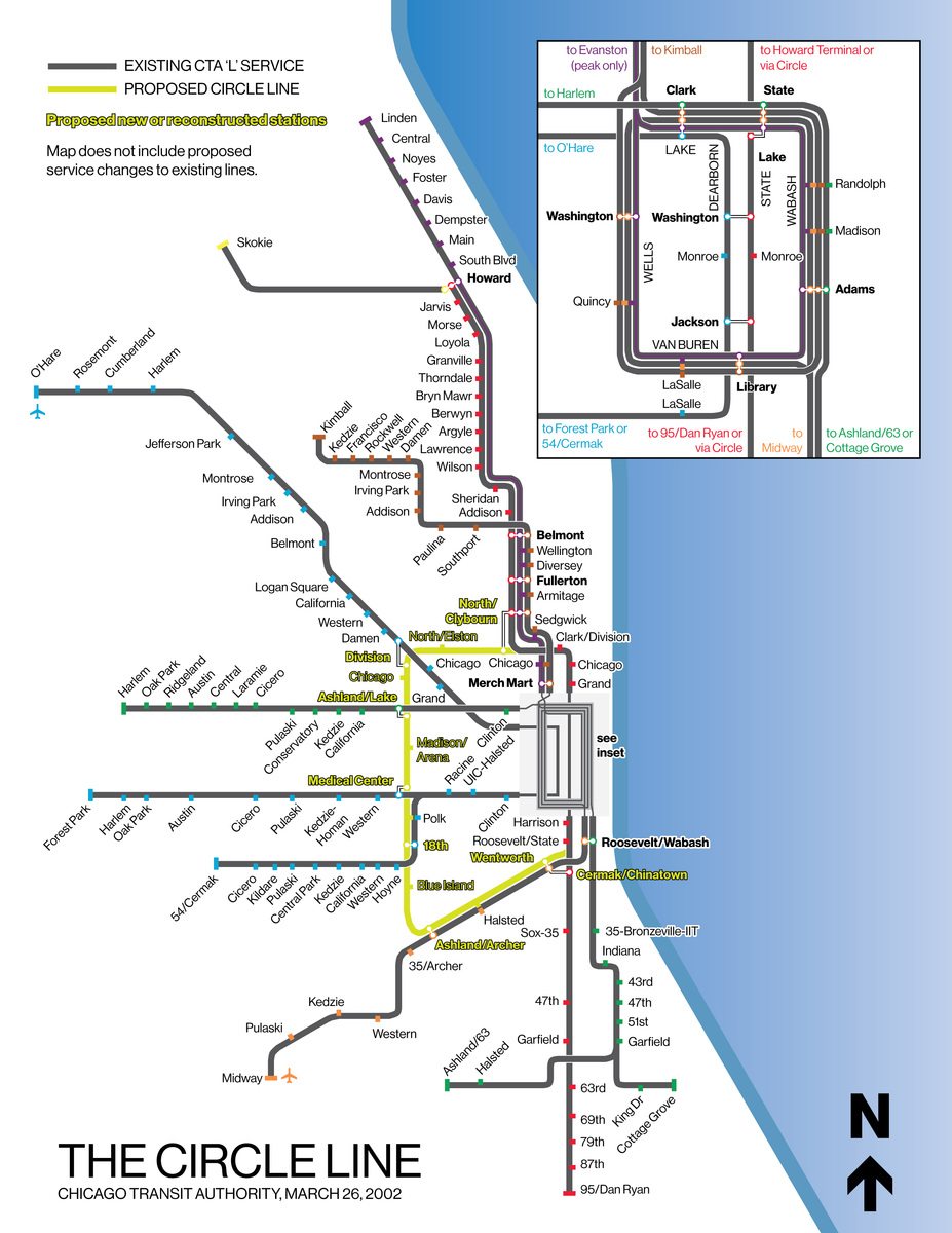 Chicago L and the proposed CTA Circle Line, 2002 – 53 Studio