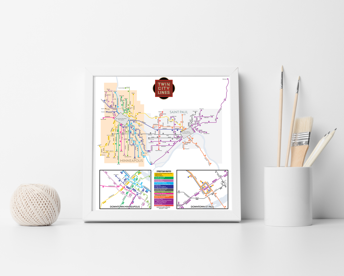 Twin City Rapid Transit map print, 1948 – 53 Studio