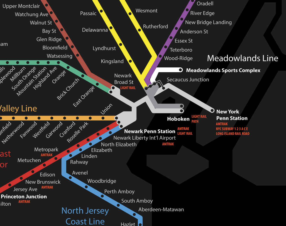 New Jersey passenger rail map print – 53 Studio
