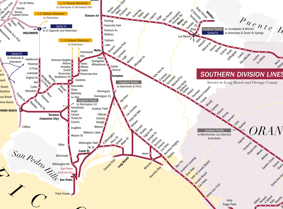 Los Angeles Pacific Electric Railway system map, 1912 – 53 Studio