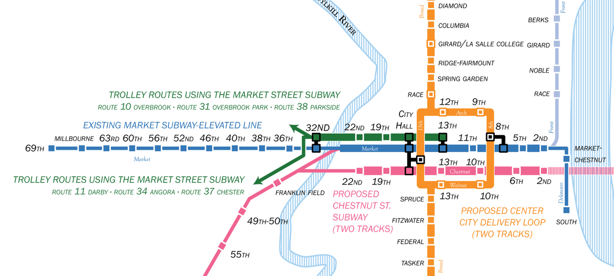 Philadelphia planned rapid transit map, 1913 – 53 Studio