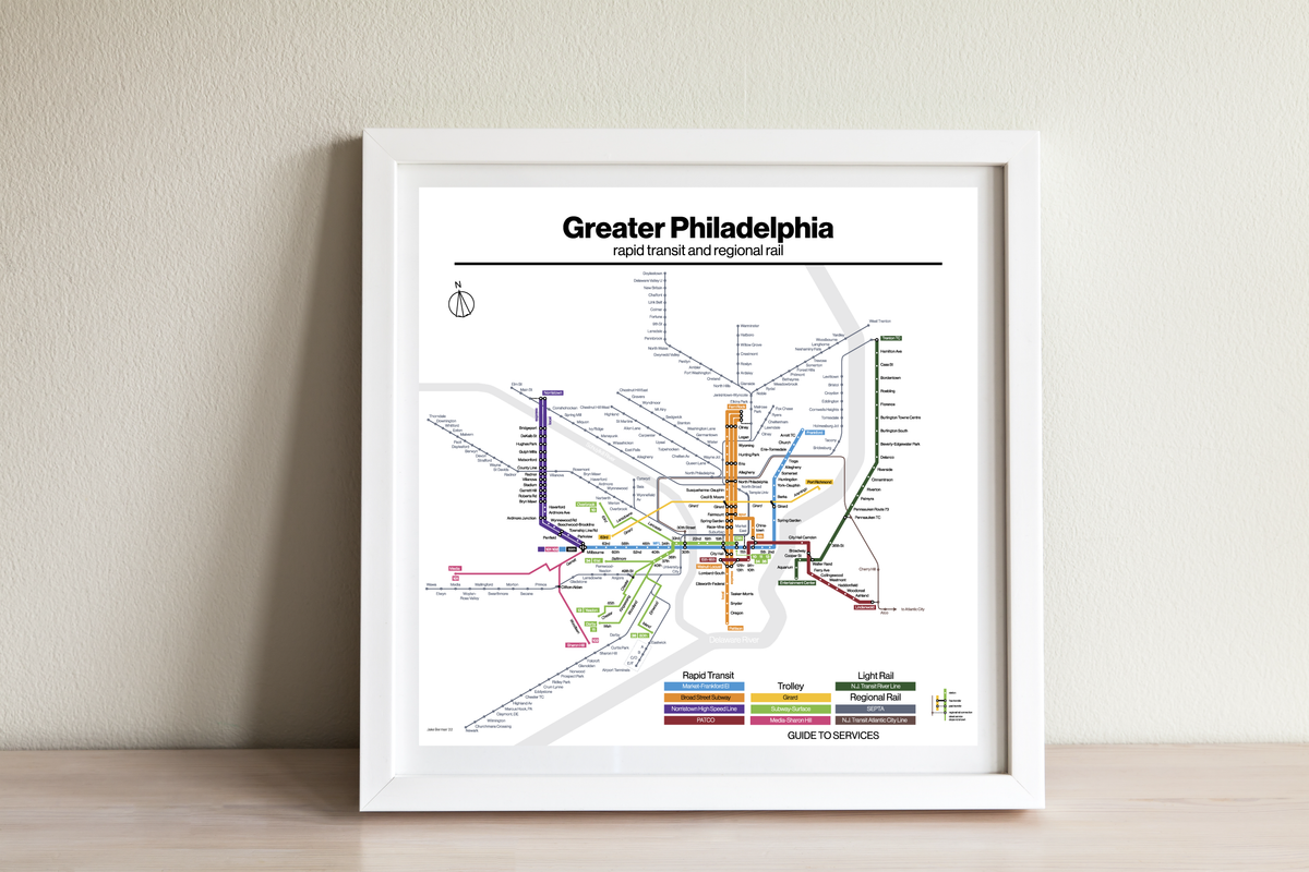 Philadelphia SEPTA rapid transit map – 53 Studio