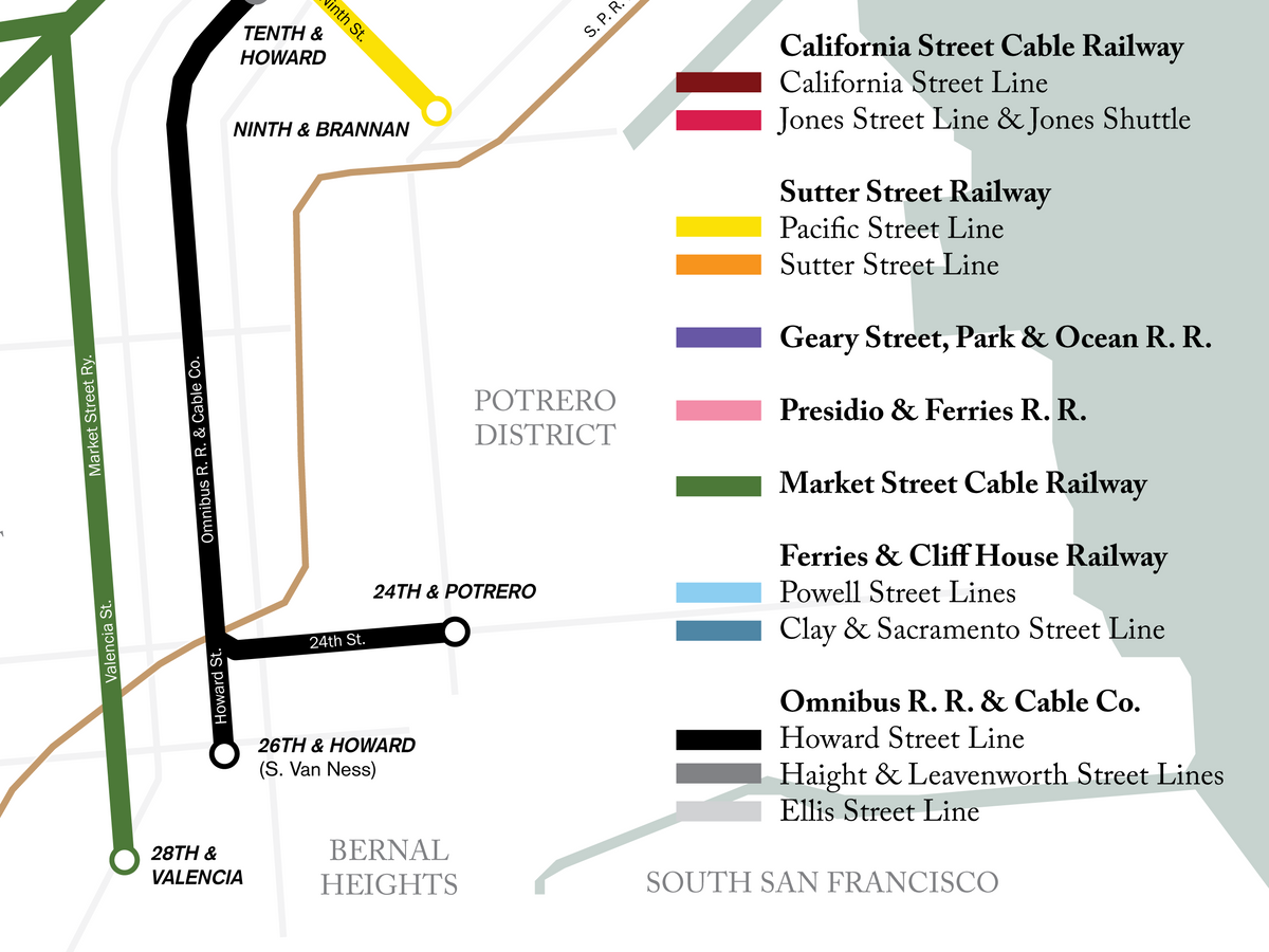 San Francisco cable car system map, 1892 – 53 Studio