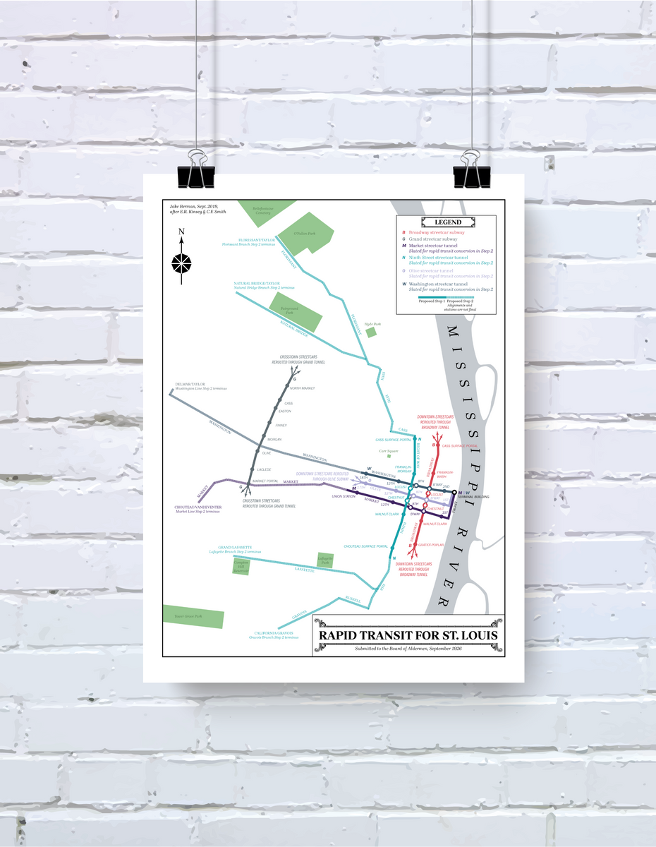 St. Louis planned subway system map, 1926 – 53 Studio