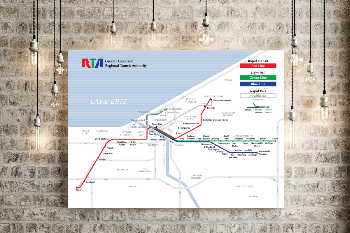 Cleveland RTA map print – 53 Studio