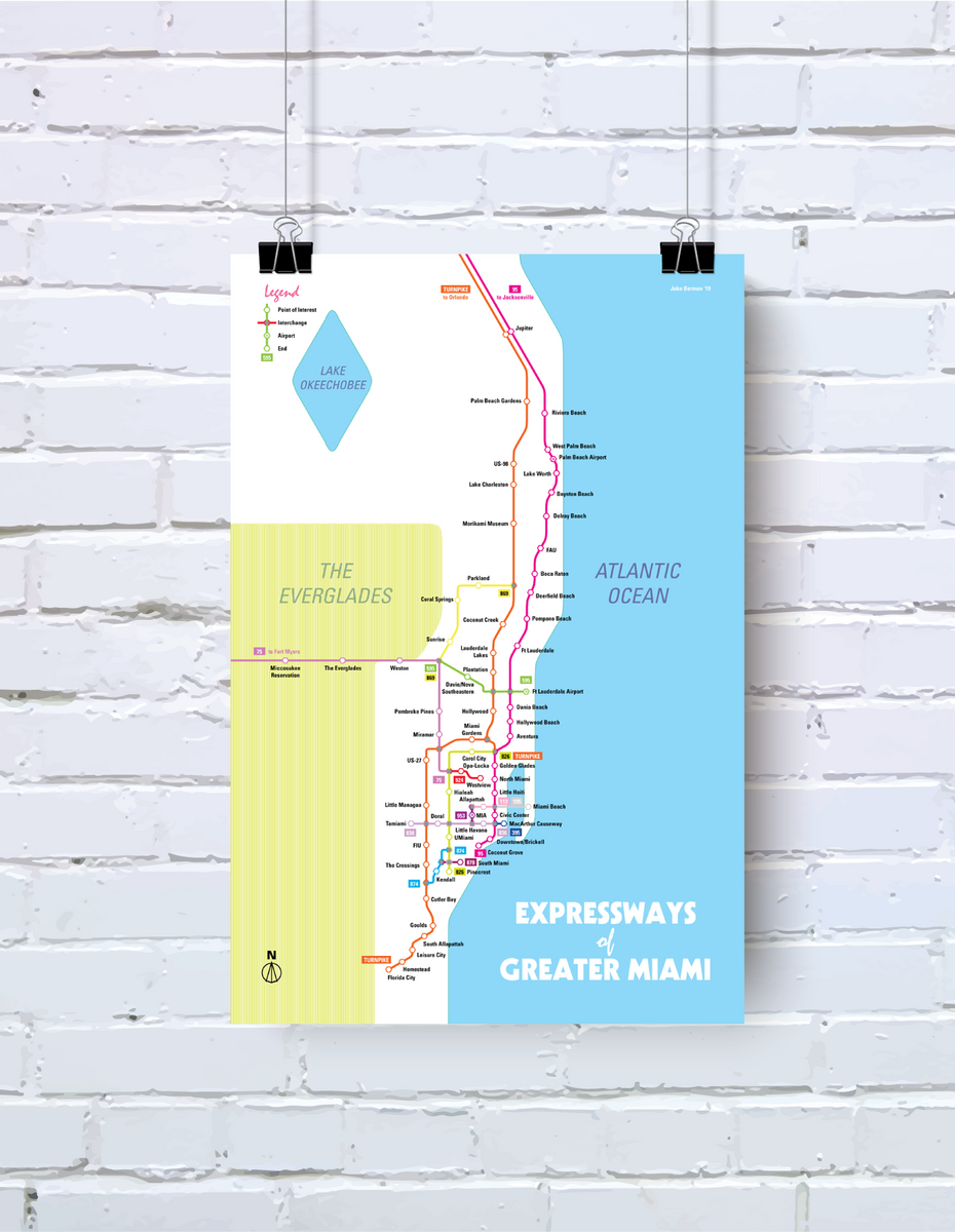 Miami expressway system map print – 53 Studio
