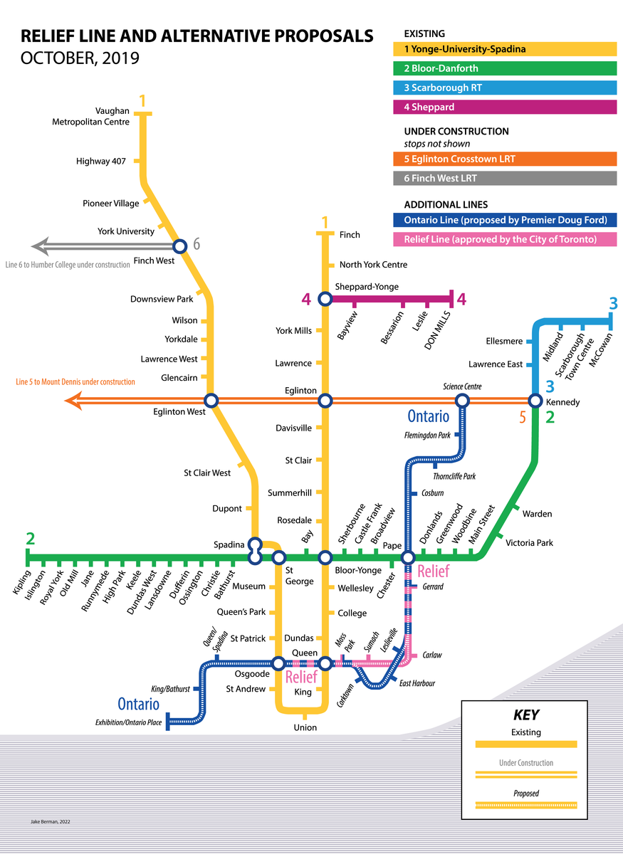The cancelled Relief Line and its replacement, the Ontario Line, 2019 ...